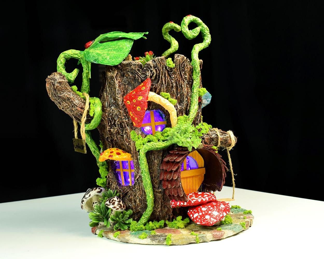 Paper Mache Fairy Garden Tree House : 15 Steps (with Pictures ...