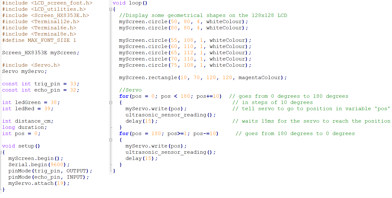 Reading Ultrasonic Sensor (HC-SR04) Data on a 128×128 LCD and ...