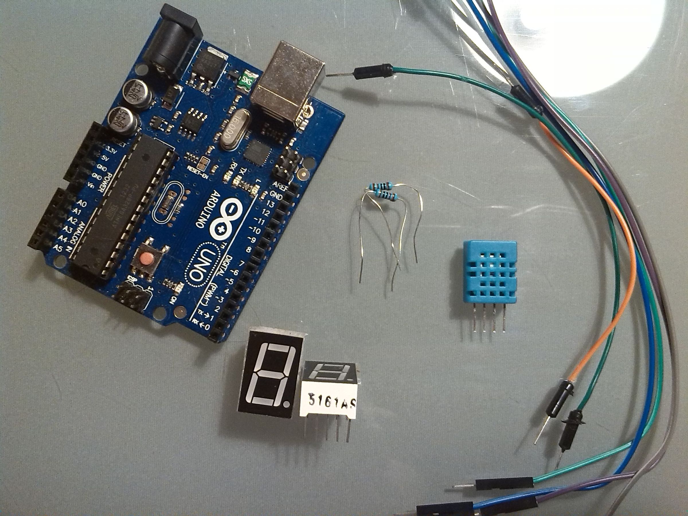Arduino - Two 7 LED Segments + DHT11 Temperature & Humidity Sensor : 6 ...