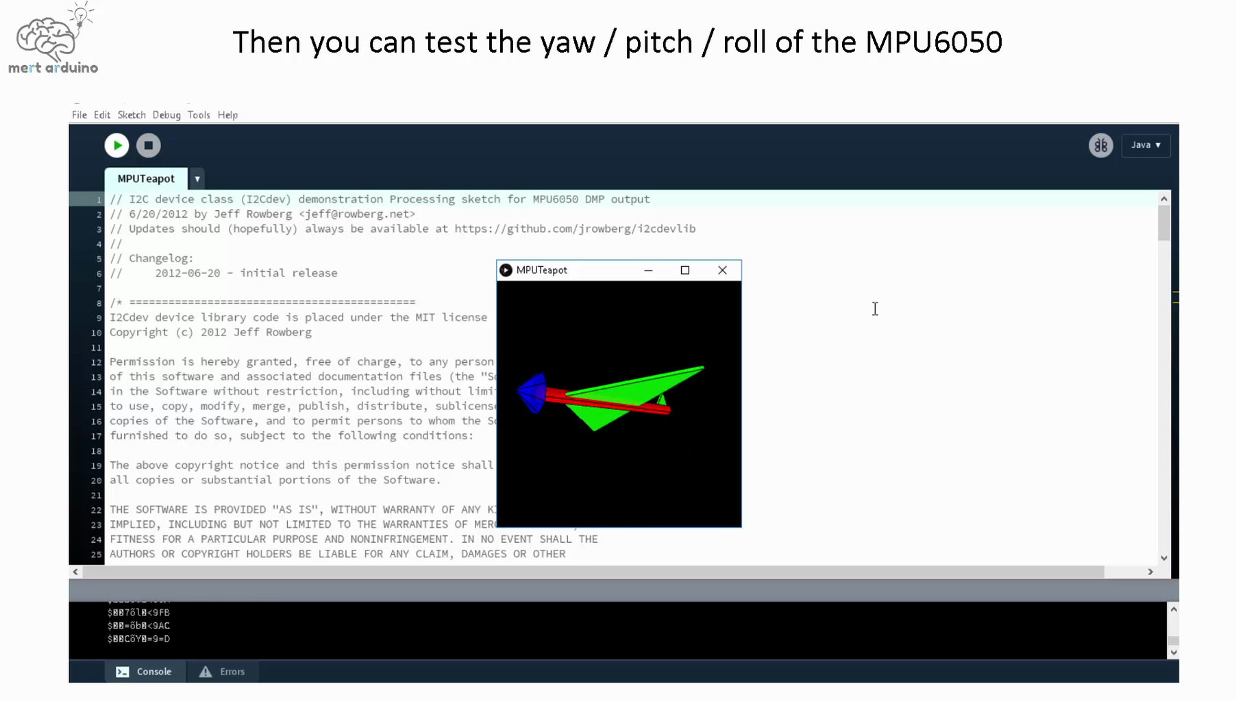 Arduino Mpu6050 Gy521 6 Axis Accelerometer Gyro 3d Simulation With Processing 7 Steps 9522