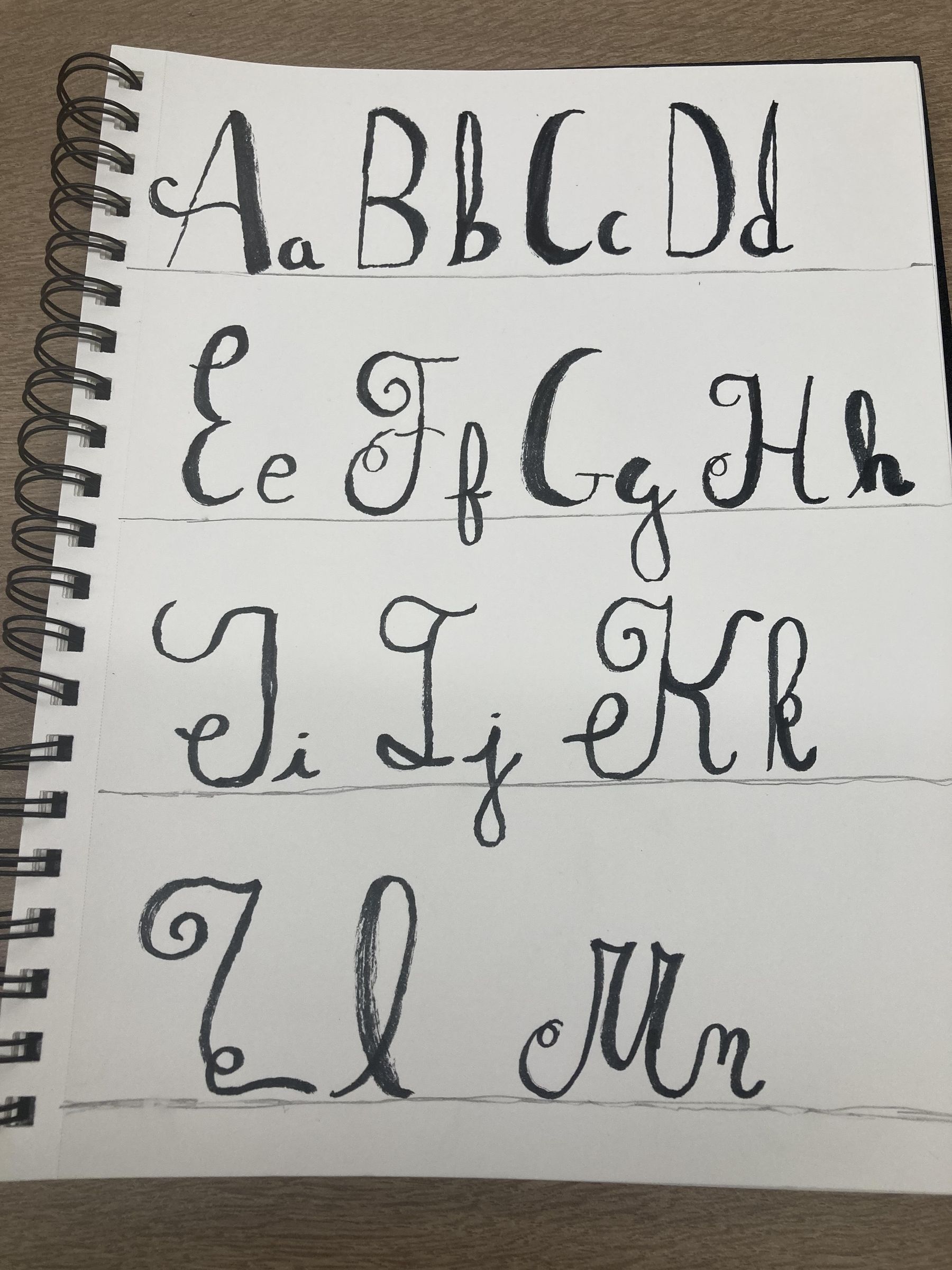 How to Make the Calligraphy Alphabet A-M Capitals and Lowercase, Using ...