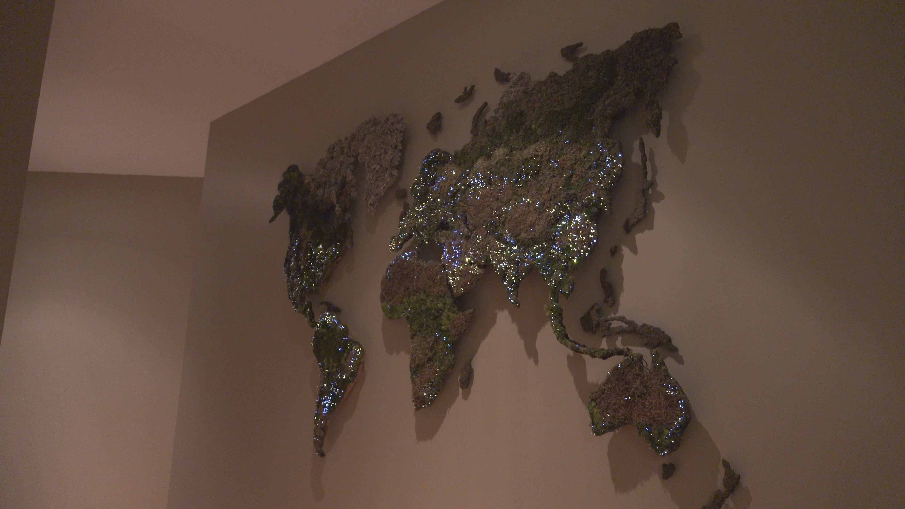 Floating World Backlit Moss Map With Arduino Fiber Optic LED Cities ...
