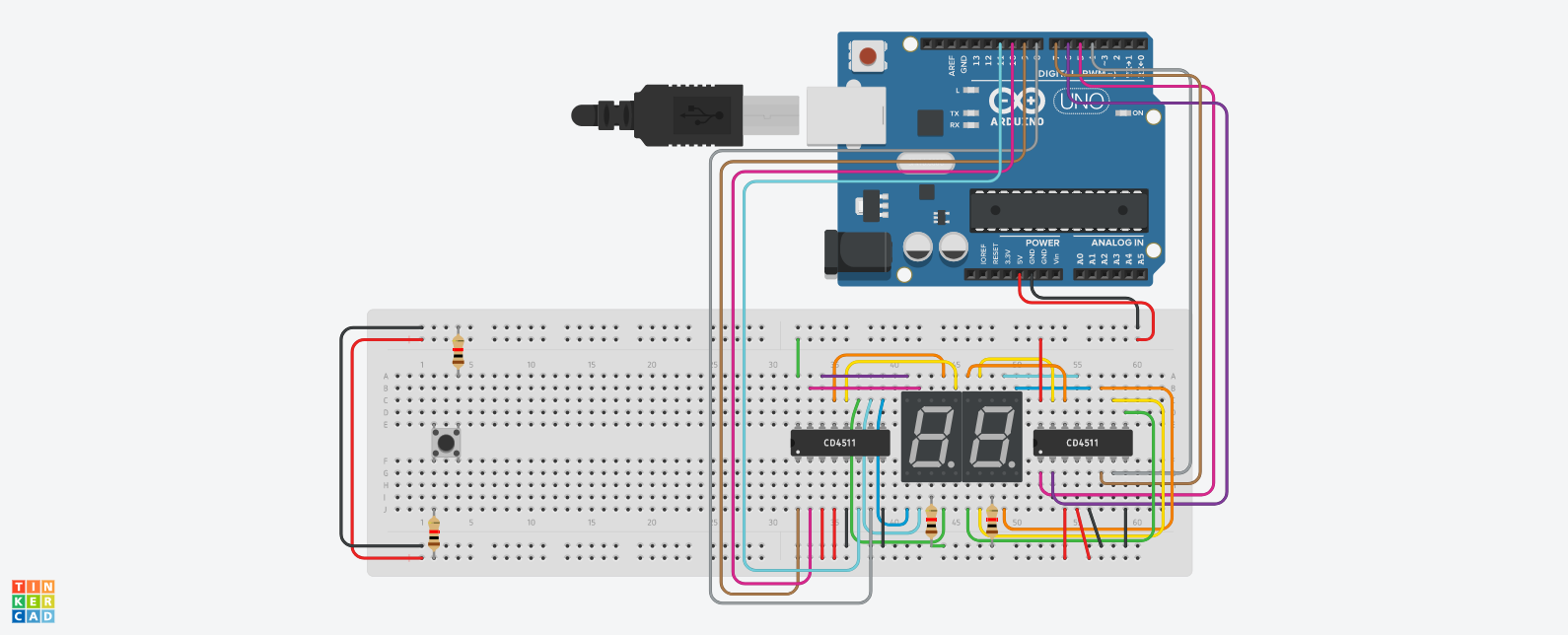Two Digit Timer/Counter Using Arduino & 7 Segment Display : 10 Steps ...