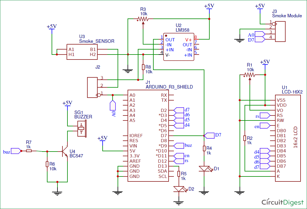 Make Your Own Smoke Detector Circuit Using Arduino : 8 Steps (with ...