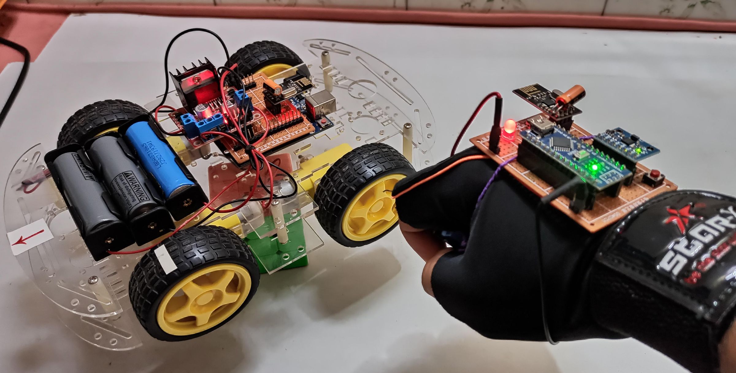 DIY | Hand Gestures Controlled Car Using Arduino | NRf24l01 | MPU6050 ...