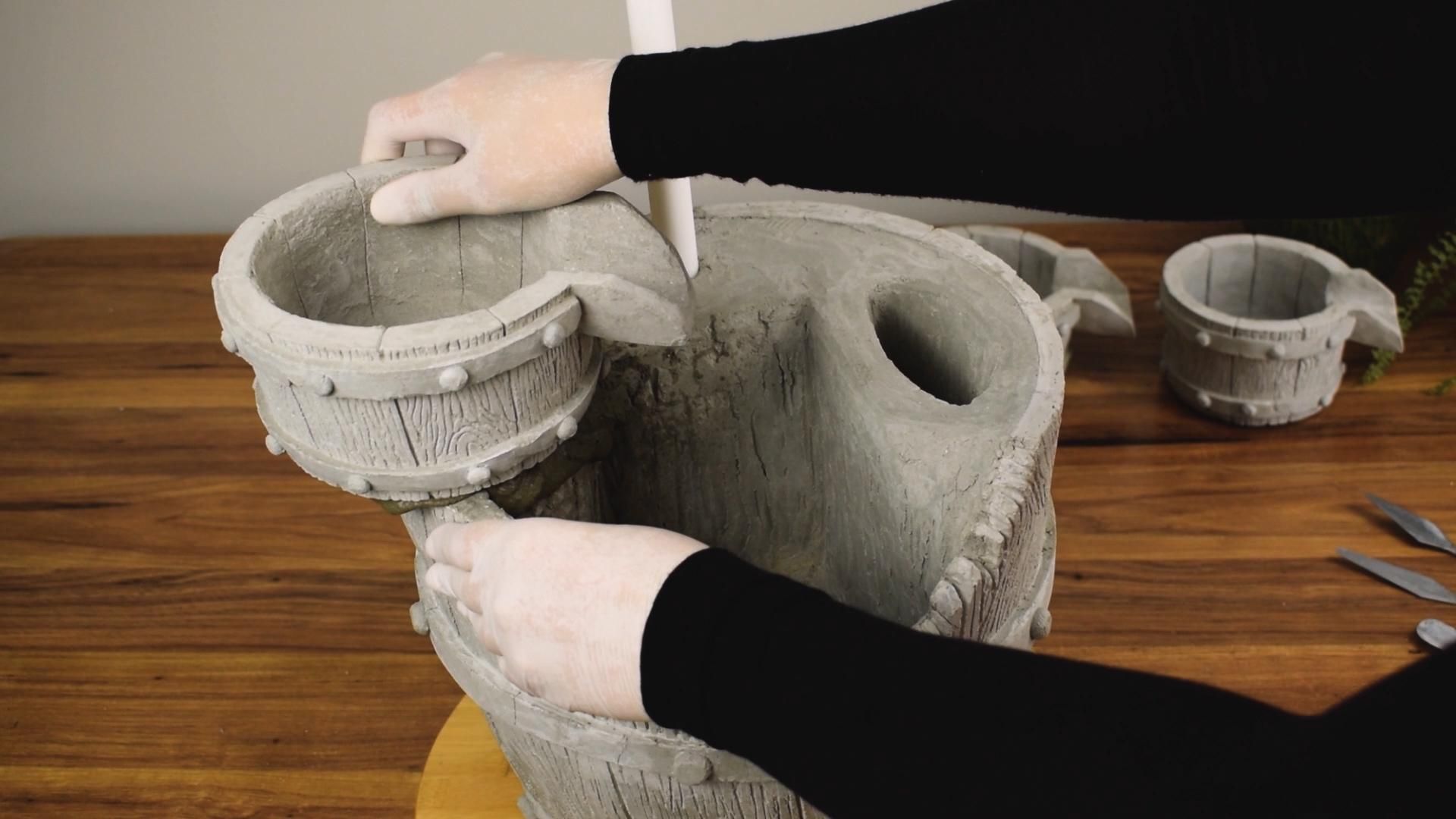 Concrete Barrel Waterfall Fountain Pot : 18 Steps (with Pictures ...