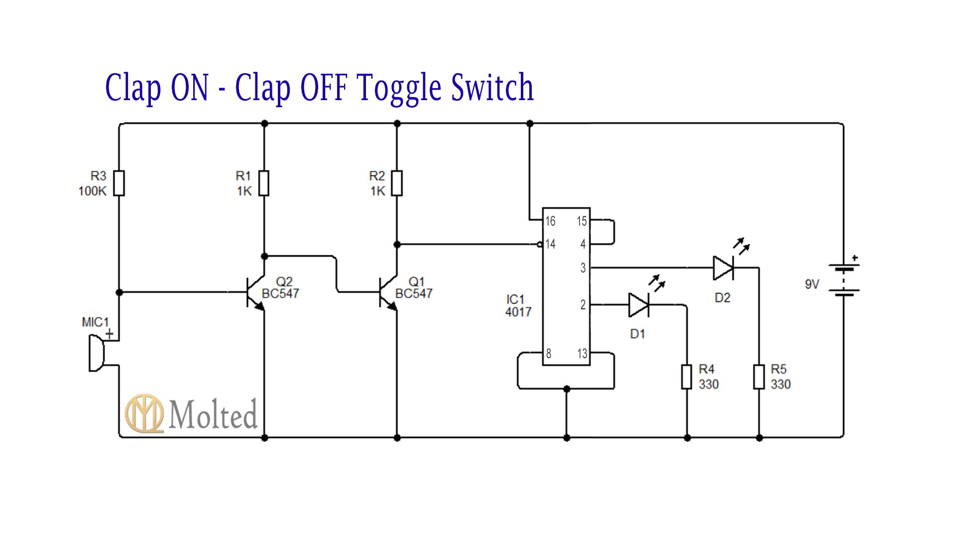 Snap on/Snap off (I suppose it works with clapping too) Circuit : r ...