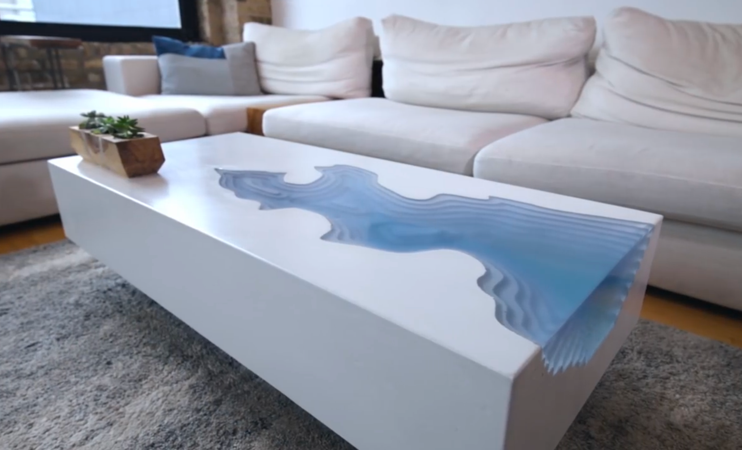 White Concrete & Epoxy "Arctic Erosion" Table : 9 Steps (with Pictures ...