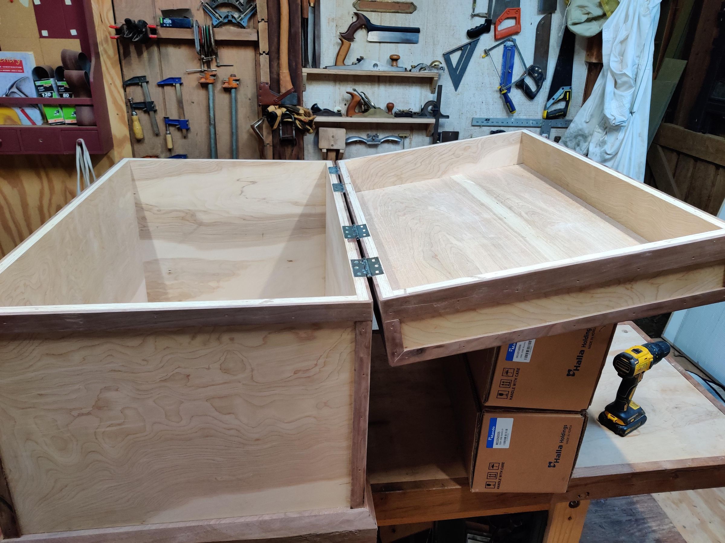 No-waste Plywood Trunk With Lid Storage and Walnut Trim : 16 Steps ...