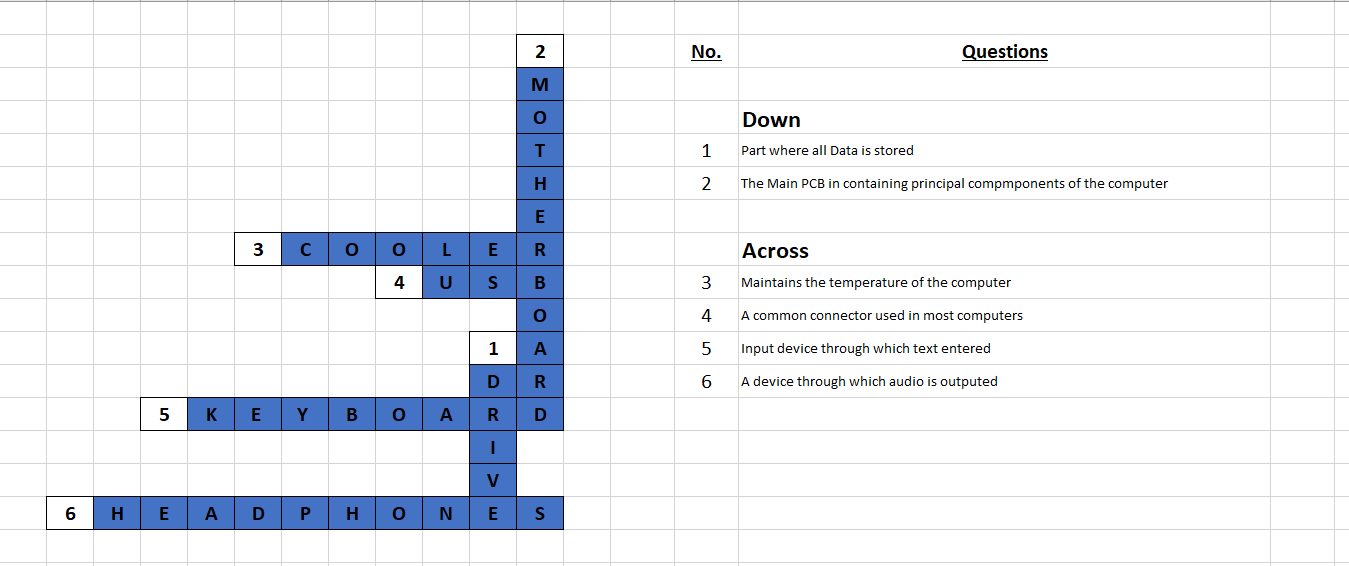 Excel Crossword Puzzle : 10 Steps (with Pictures) - Instructables