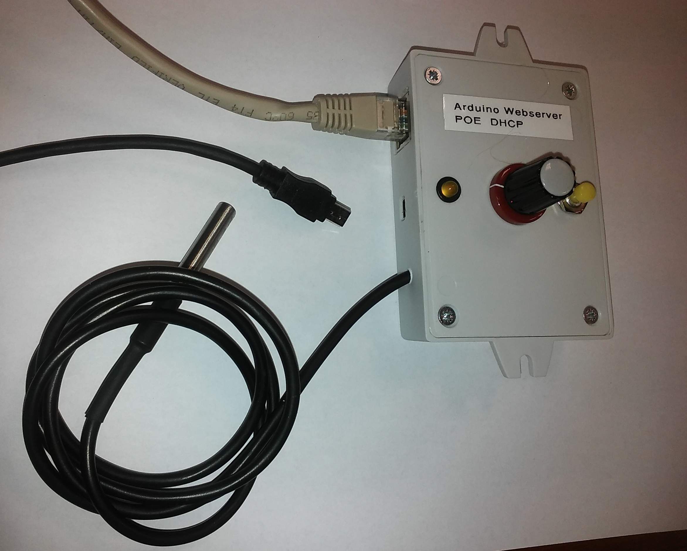 Arduino Webservers Ethernet ENC28J60 With Thermometer DS18B20, I2C LCD and Power Over Ethernet ...