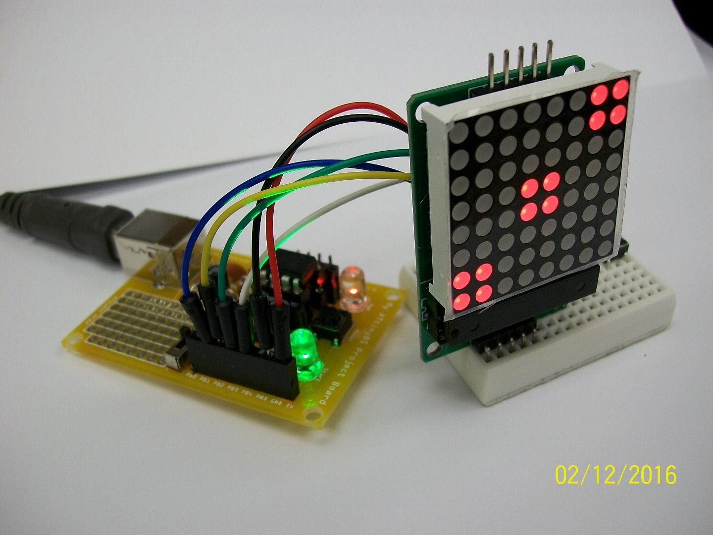 V-USB ATtiny85 Project Board and an 8x8 Red LED Matrix Display : 10 ...