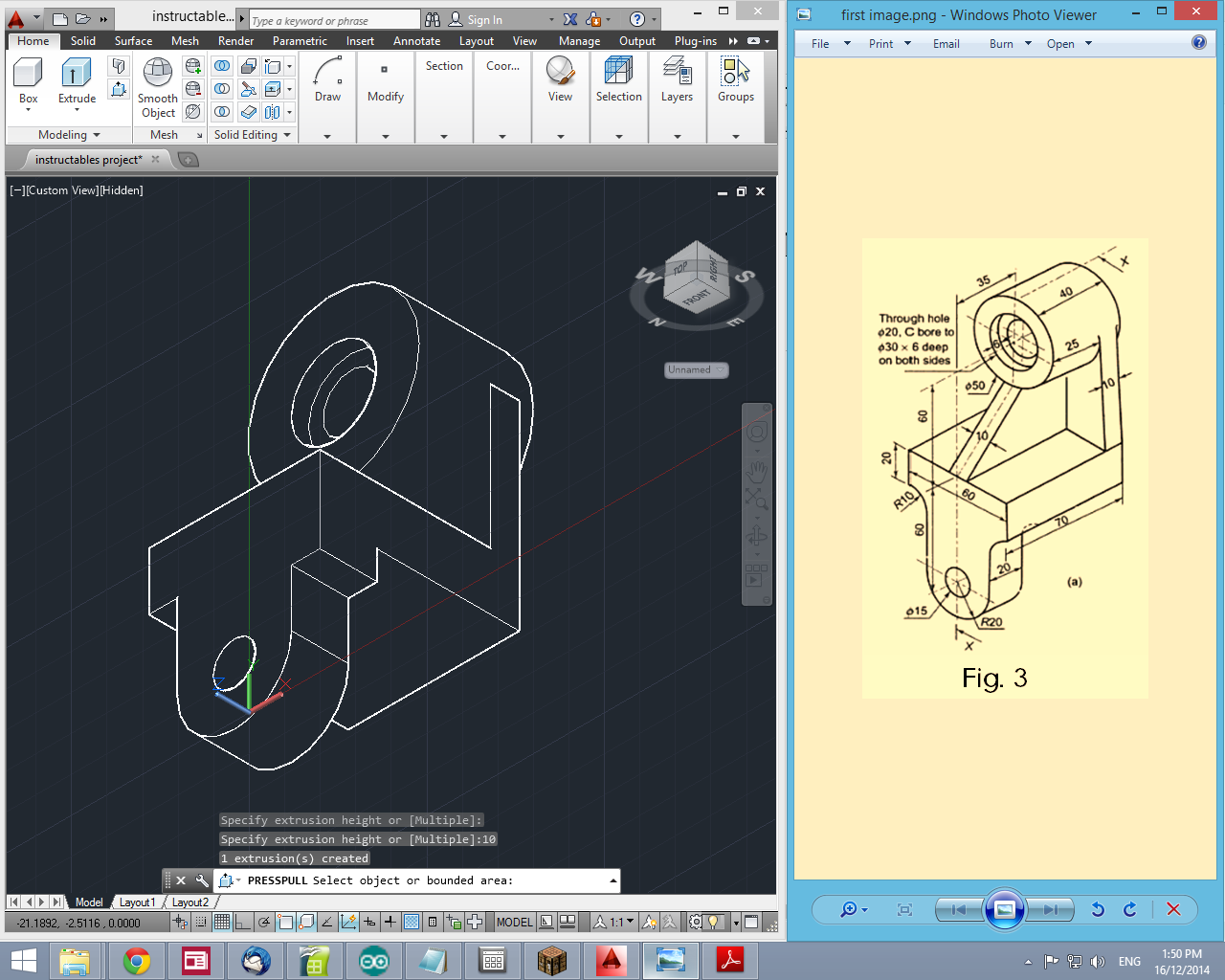 Modeling a 3D Object in AutoCAD 2014 : 10 Steps (with Pictures ...