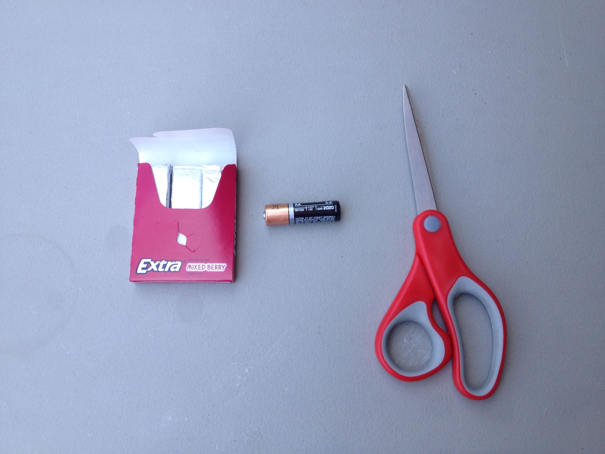 Make a Lighter Out Of: Battery + Gum Wrapper : 5 Steps - Instructables