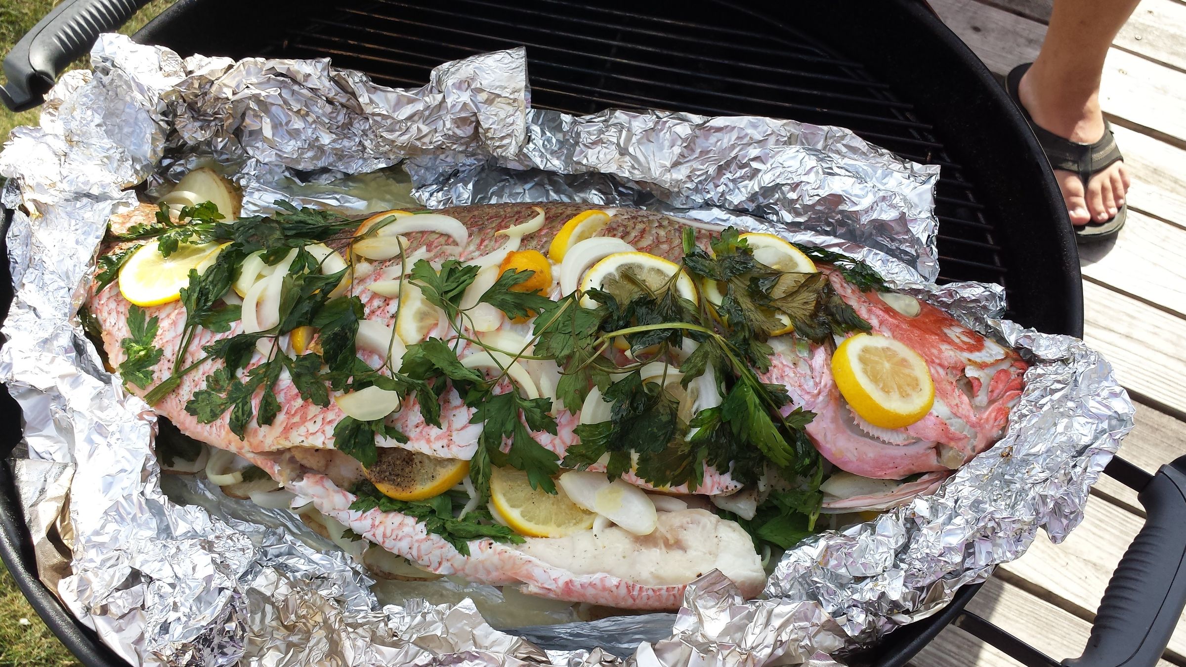 Large Red Snapper on Weber Charcoal Grill : 6 Steps (with Pictures ...