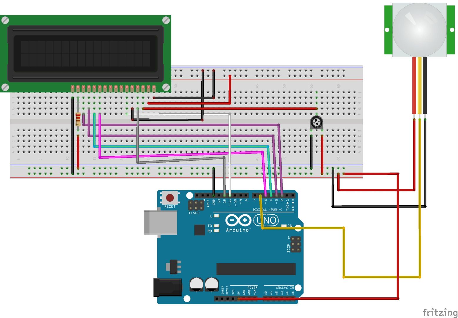 ARDUINO PIR Motion Detector With 16X2 LCD : 3 Steps - Instructables