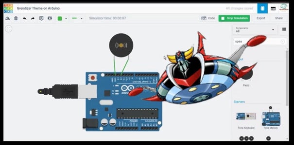 Arduino Playing Grendizer Theme Song On Tinkercad 3 Steps Instructables