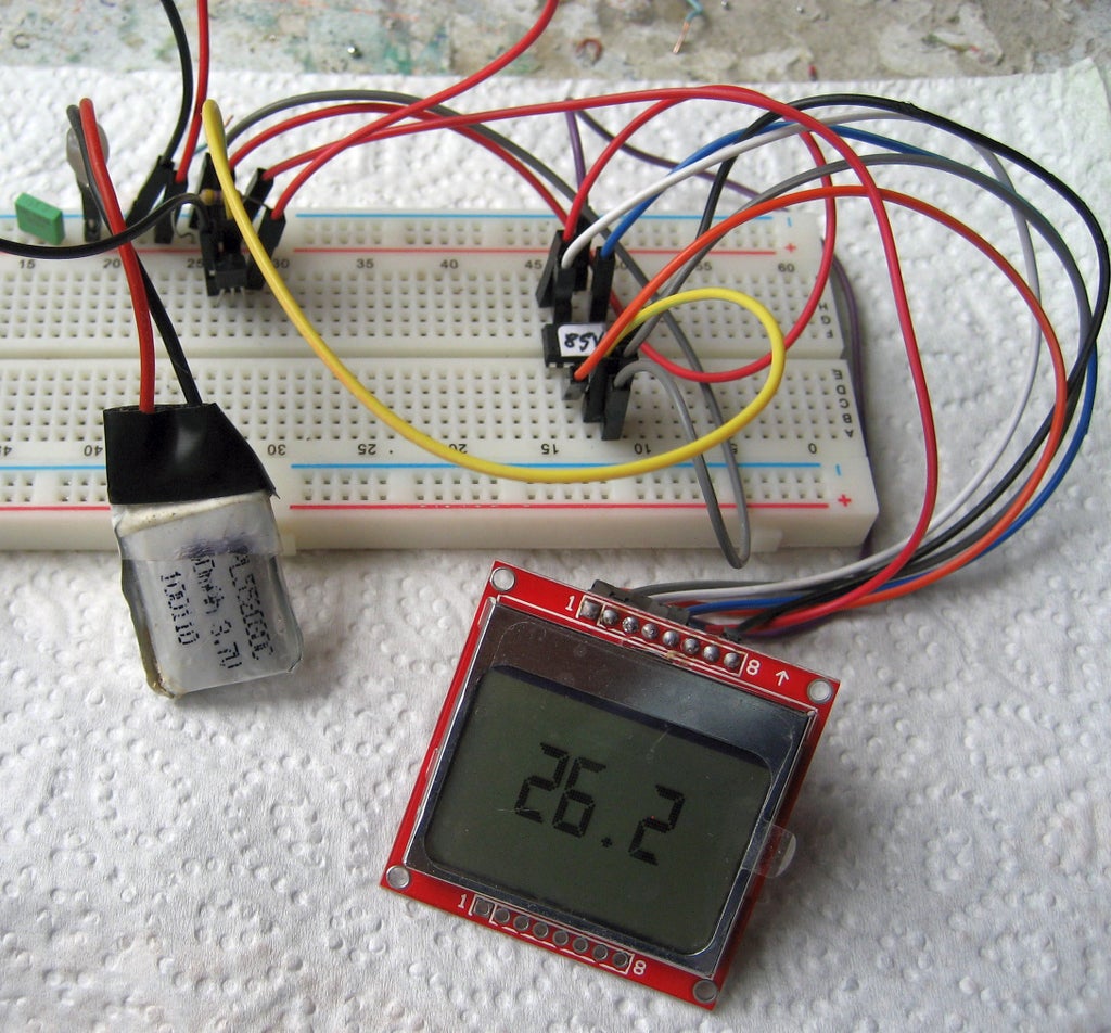 Attiny85 5110lcd Ds18b20 Thermometer 6 Steps Instructables