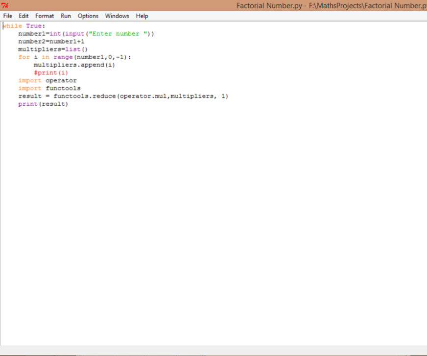 Factorial Number Code For Python 4 Steps Instructables
