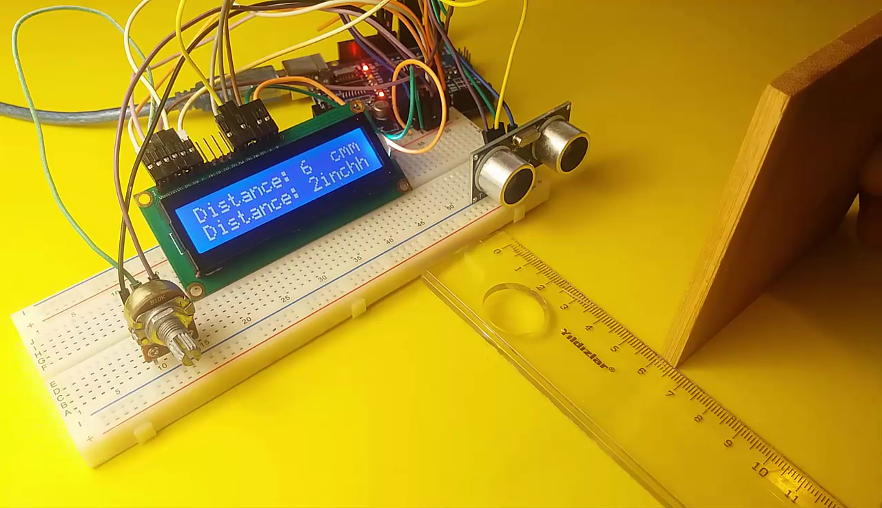 Arduino - Ultrasonic Sensor HC-SR04 With LCD Display : 4 Steps ...