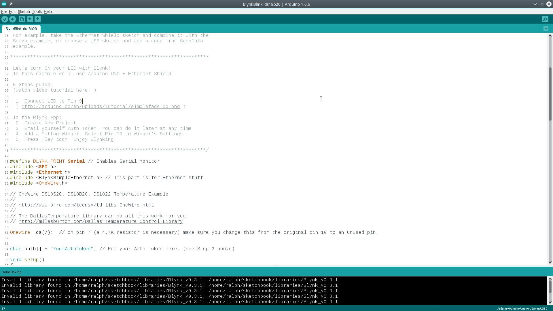 Blynk Arduino DS18B20 Thermometer Display on IOS or Android : 8 Steps ...