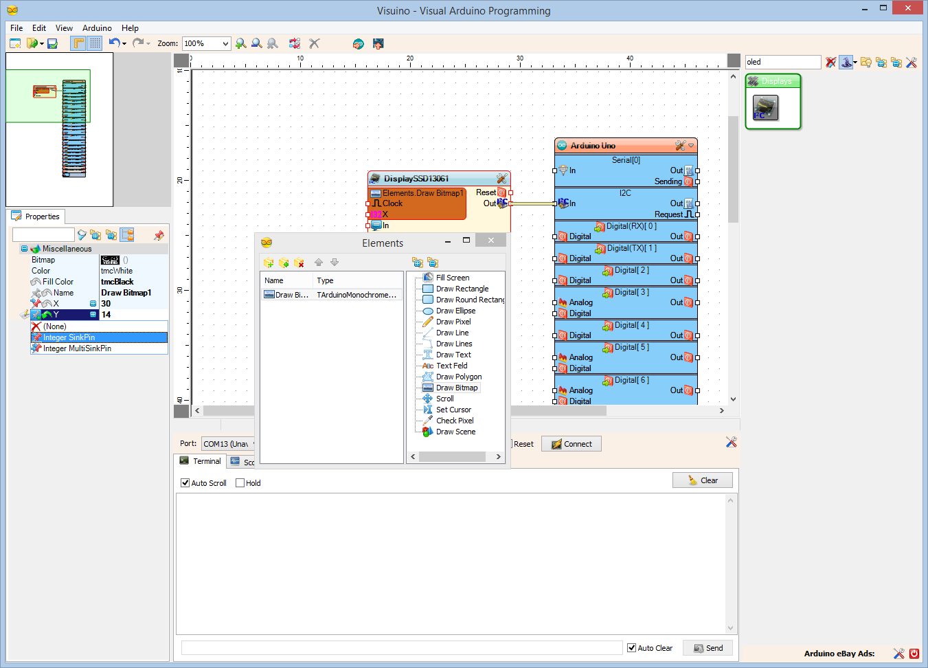 Arduino Nano: Bitmap Animation in SSD1306 I2C OLED Display With Visuino ...