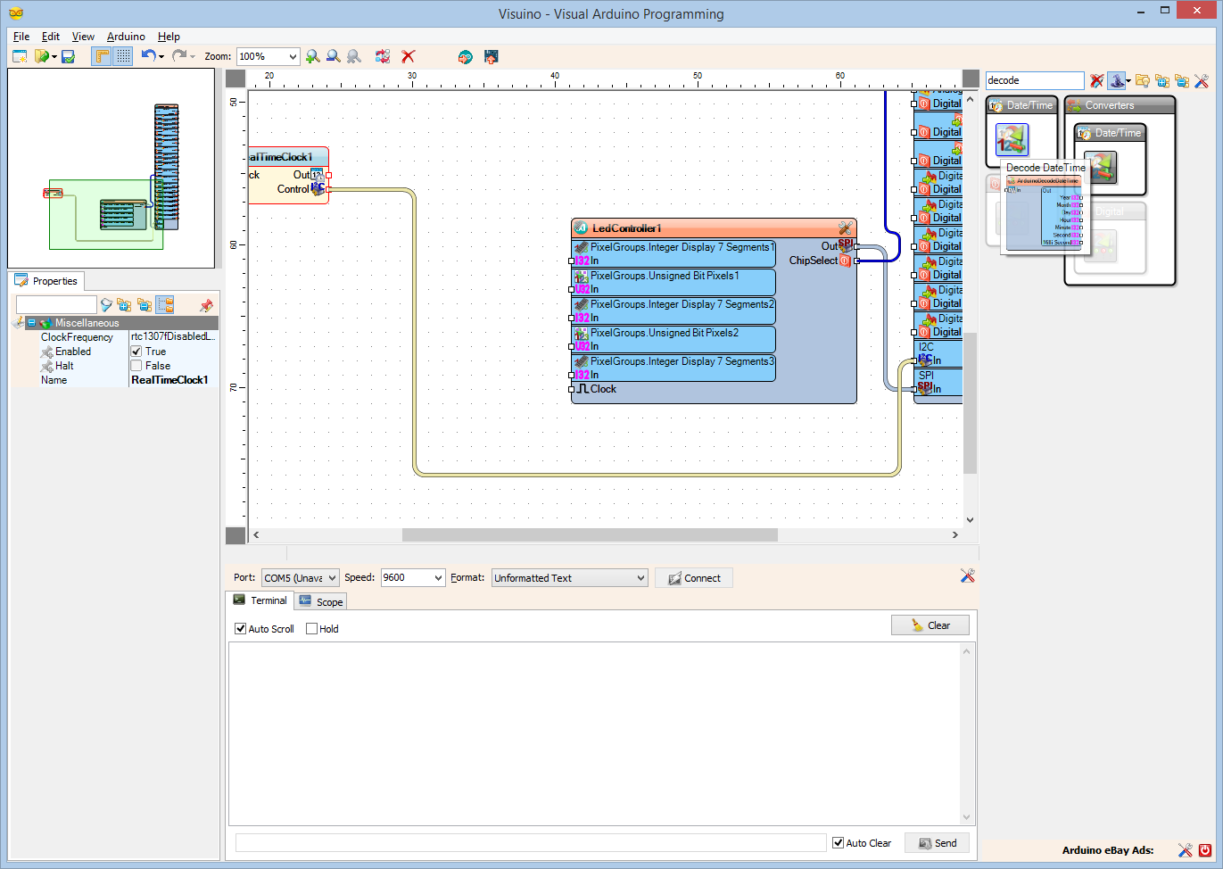 Arduino Nano and Visuino: 7 Segment Display Clock With MAX7219 and ...