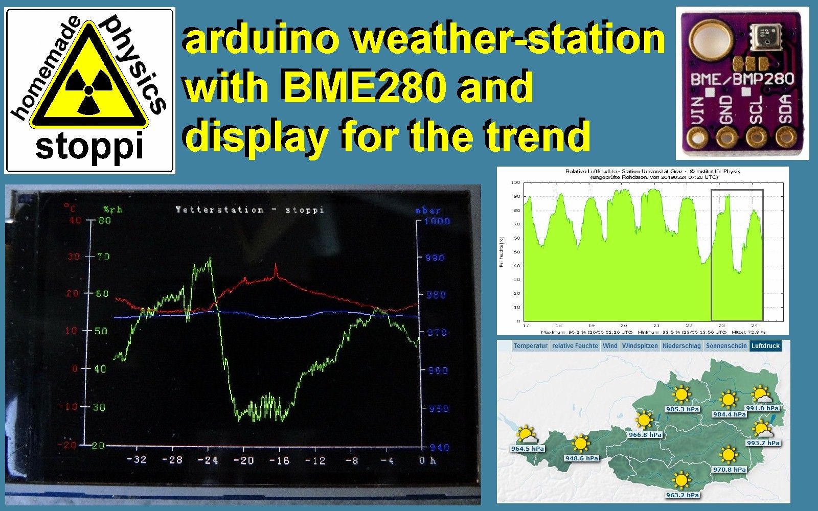 Weather-station With Arduino, BME280 & Display for Seeing the Trend ...