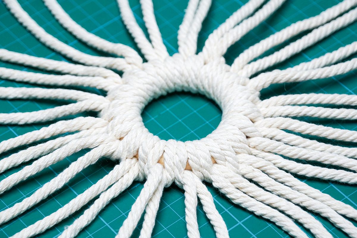 DIY Circular Macramé SUNBURST Ornament | Woven Rope & Fibre Mirror ...