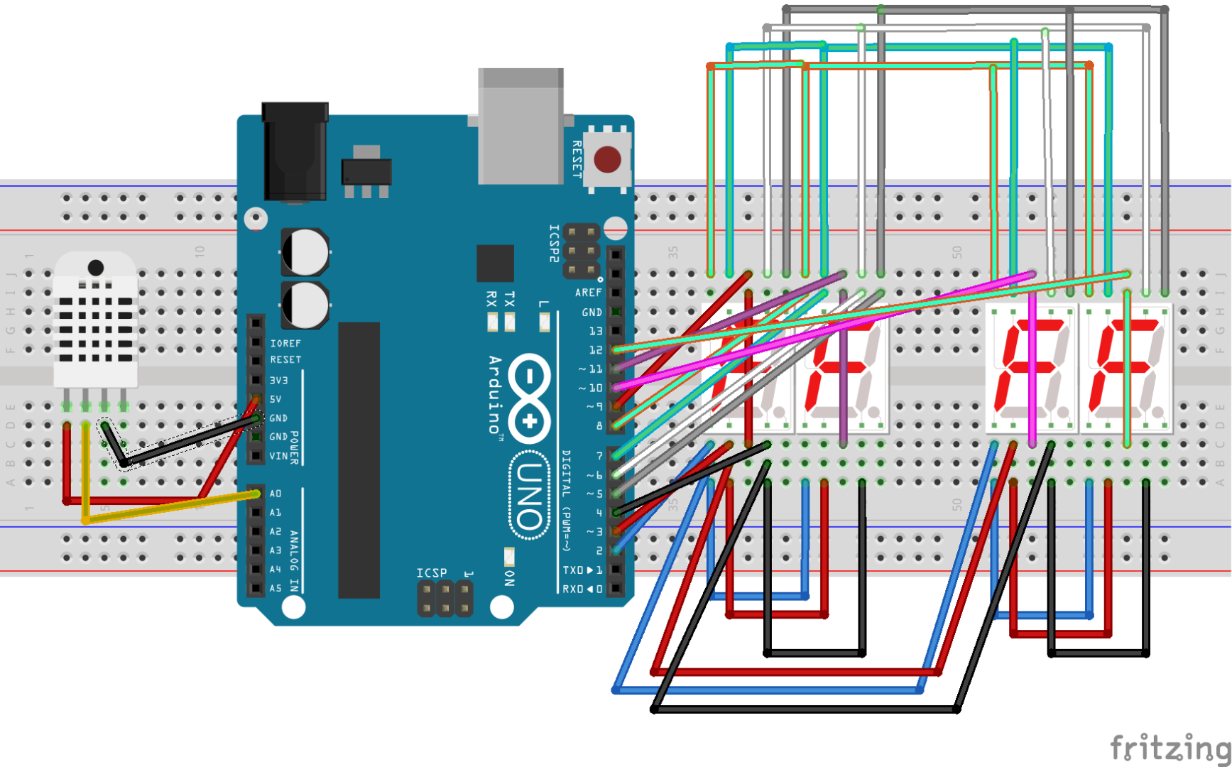 Arduino Temperature and Humidity Display With 7-Segment Display : 3 ...