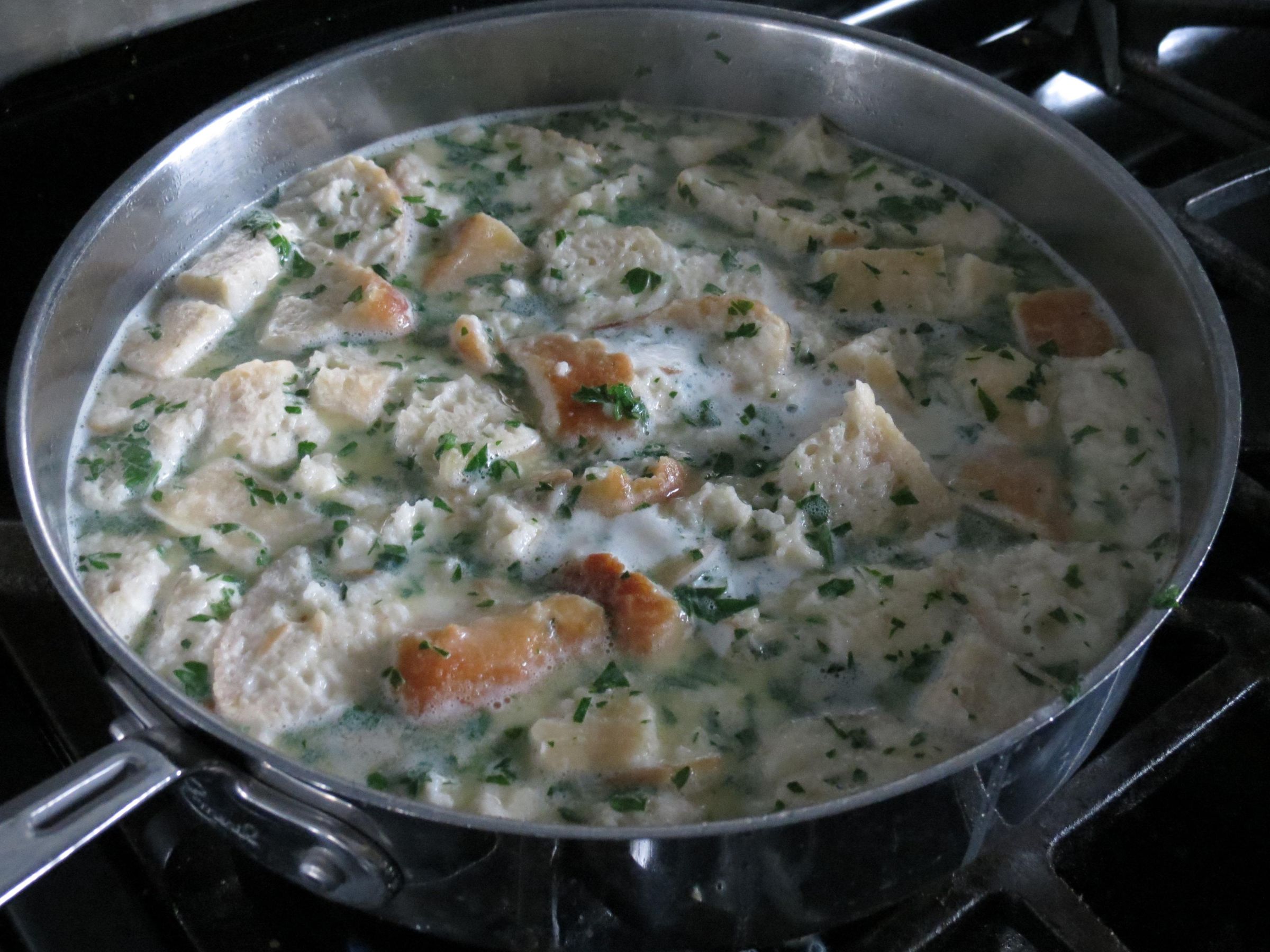 Creamy Garlic Bread Soup With No-Knead Ciabatta : 6 Steps (with ...