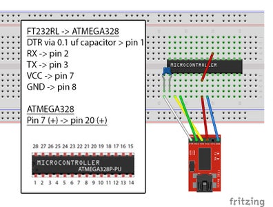 How to Connect a FT232RL Programmer to the Arduino ATMEGA328 for Uploading Sketches : 4 Steps ...