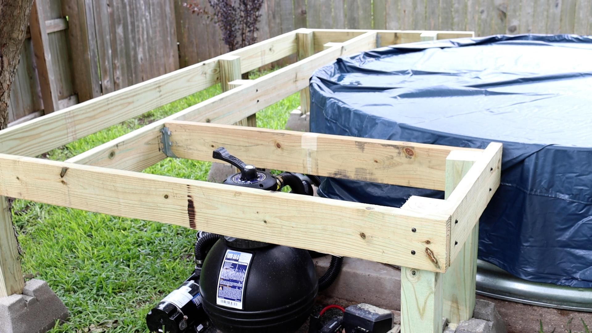 DIY Pool Deck With a Secret Hatch! How to Build a Deck for Your Stock ...