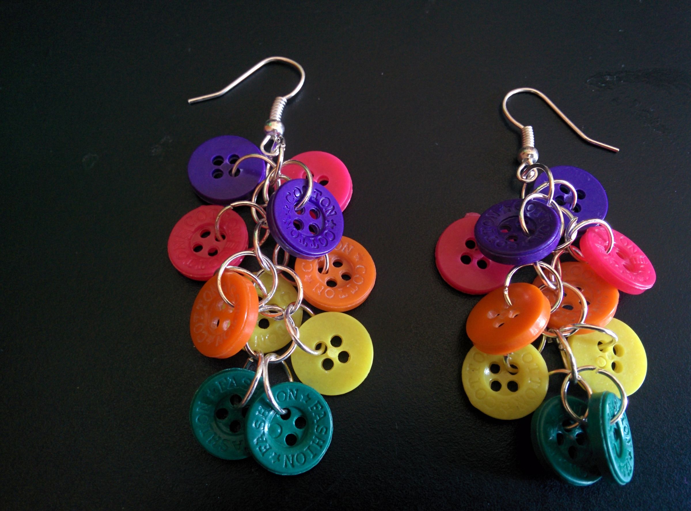 How to Make Rainbow Button Cluster Earrings Easily : 4 Steps (with ...