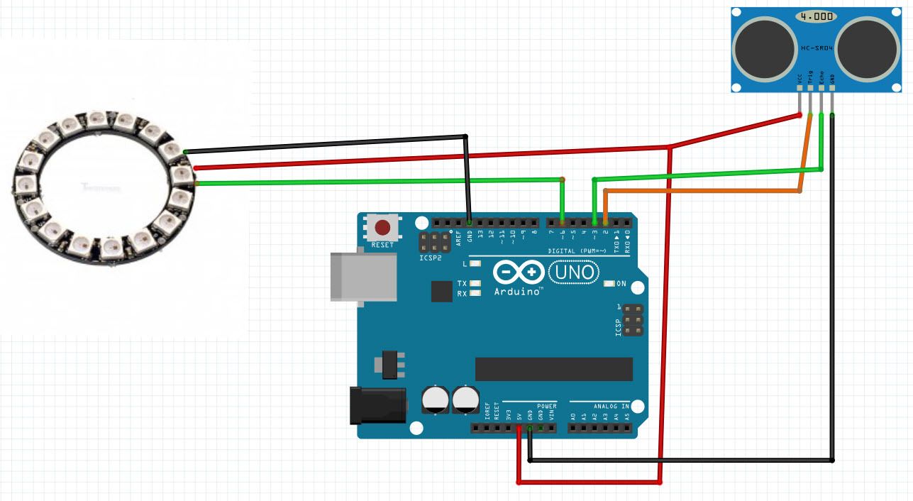 Arduino LED Ring Ultrasonic Distance Sensor | Trybotics