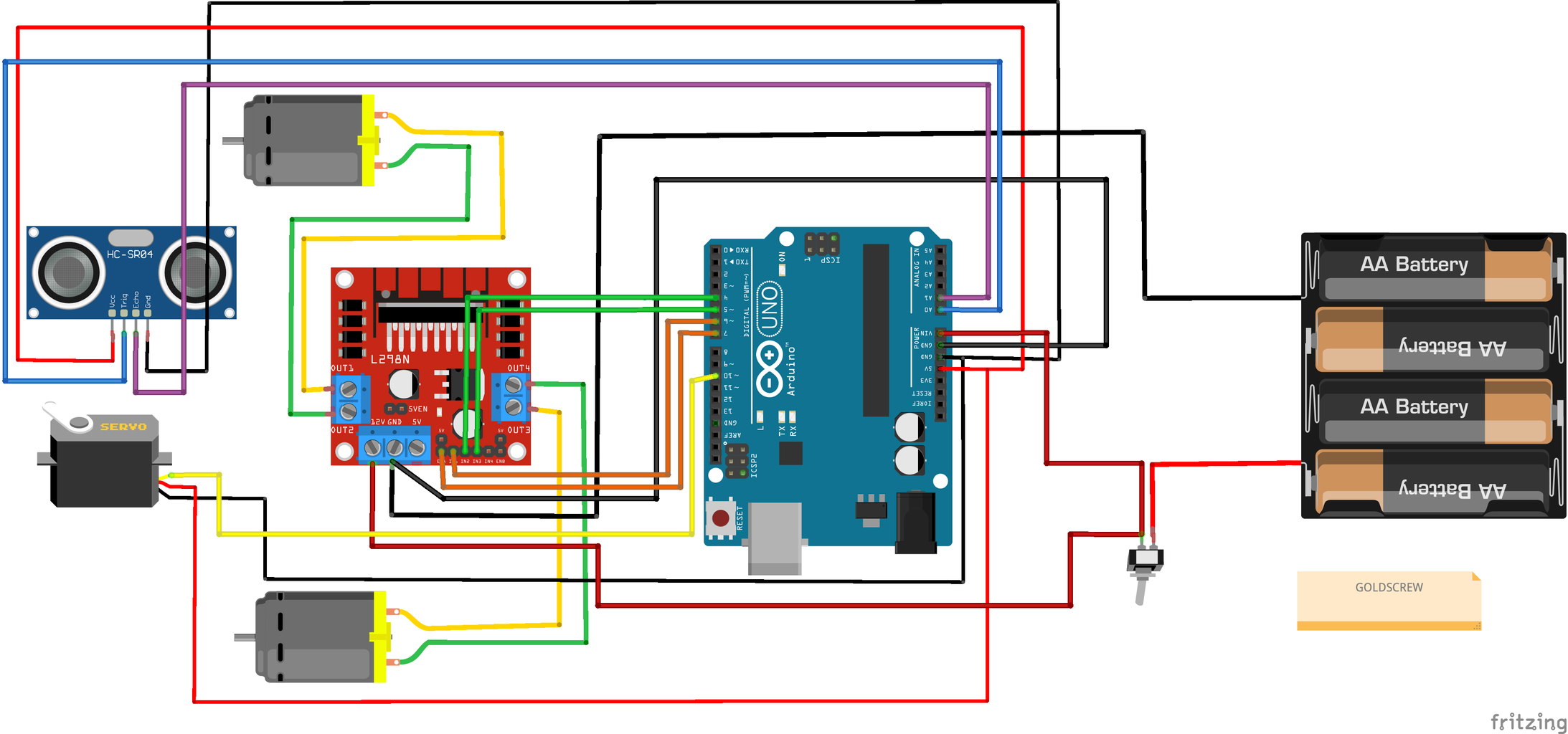 Arduino Obstacle Avoiding Robot Car 2wd With Aa Battery 4 Steps