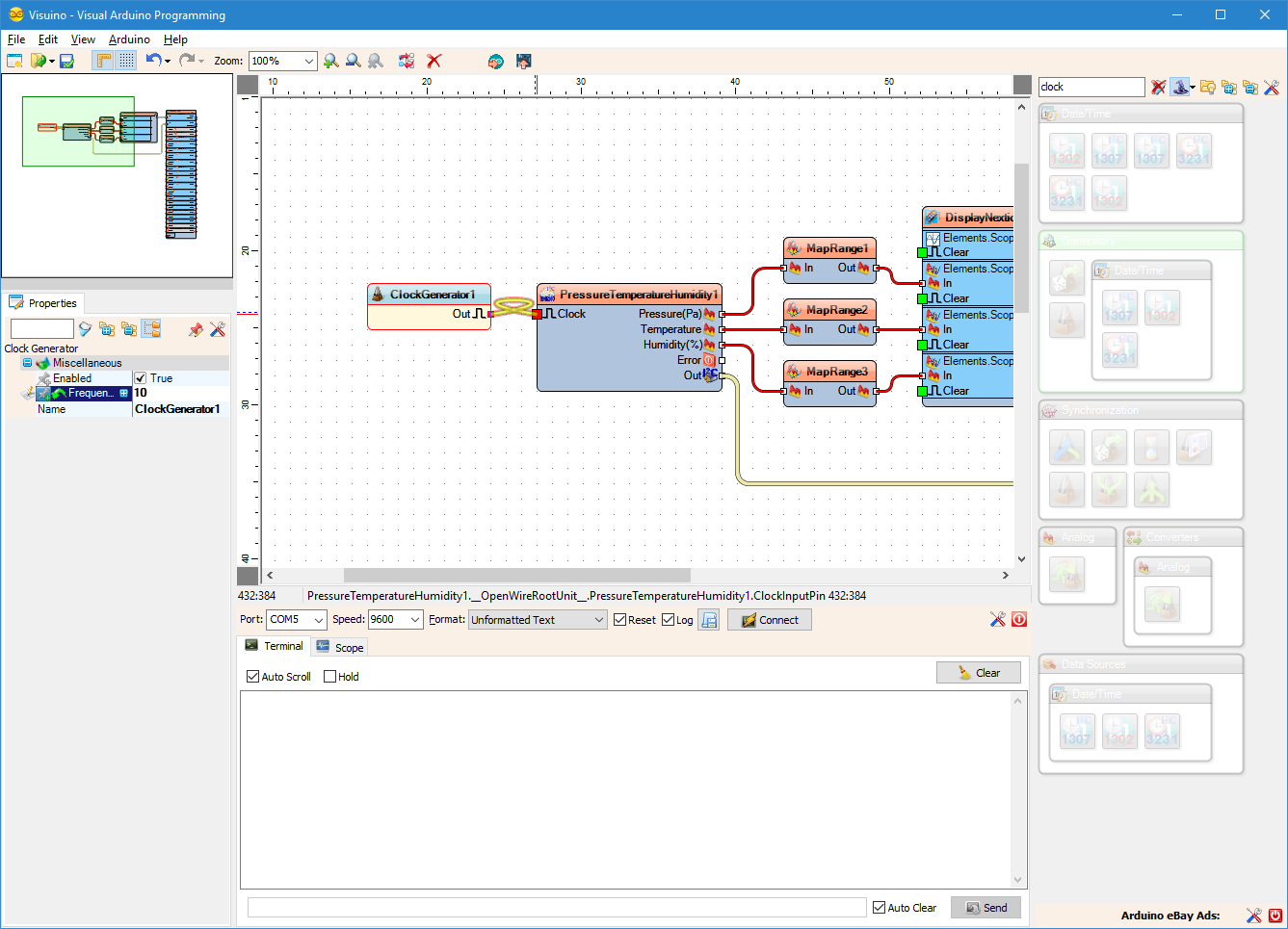 Arduino Nano and Visuino: Display BME280 Temperature Humidity and ...