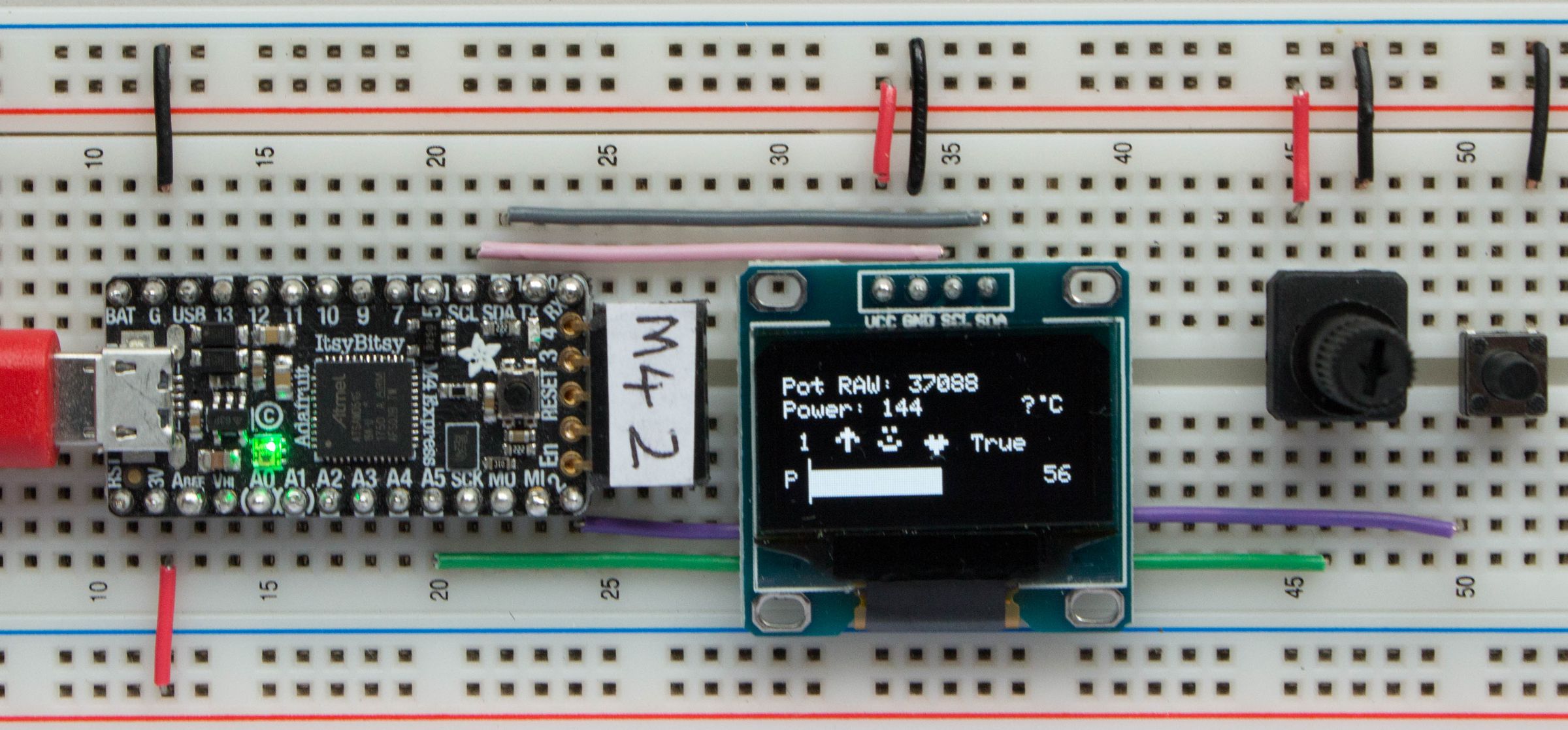 Graphics on a SSD1306 I2C OLED 128x64 Display With CircuitPython Using an Itsybitsy M4 Express ...