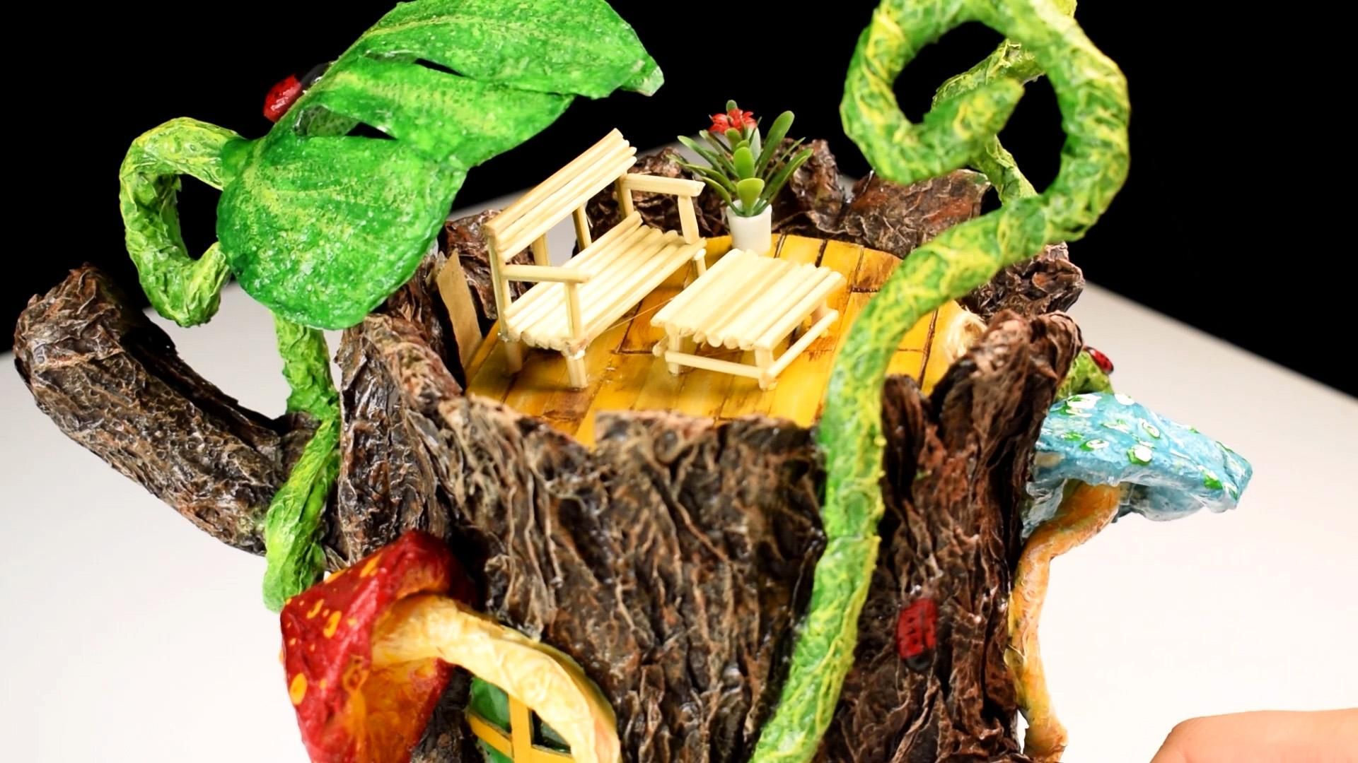 Paper Mache Fairy Garden Tree House : 15 Steps (with Pictures ...