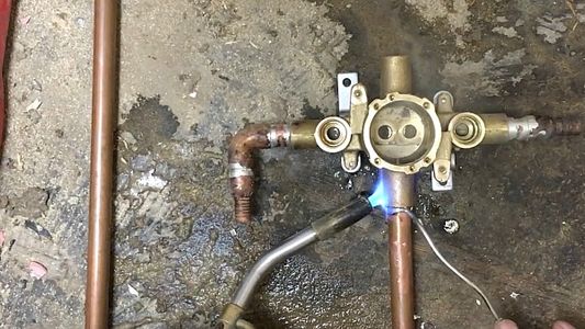 Shower Valve Replacement - Brass Rough-In, Copper Soldering, and PEX ...