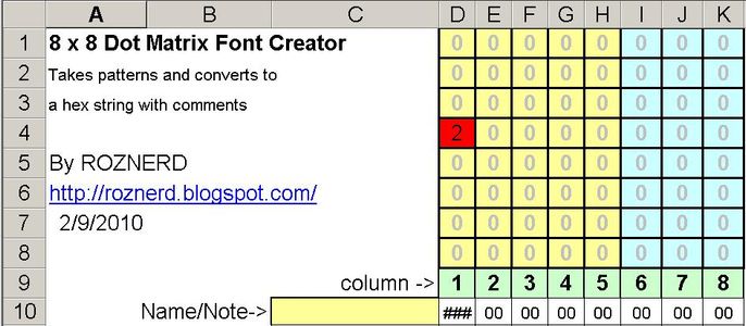 LED Scolling Dot Matrix Font & Graphics Generator 5x8 5x7 8x8 : 6 Steps ...