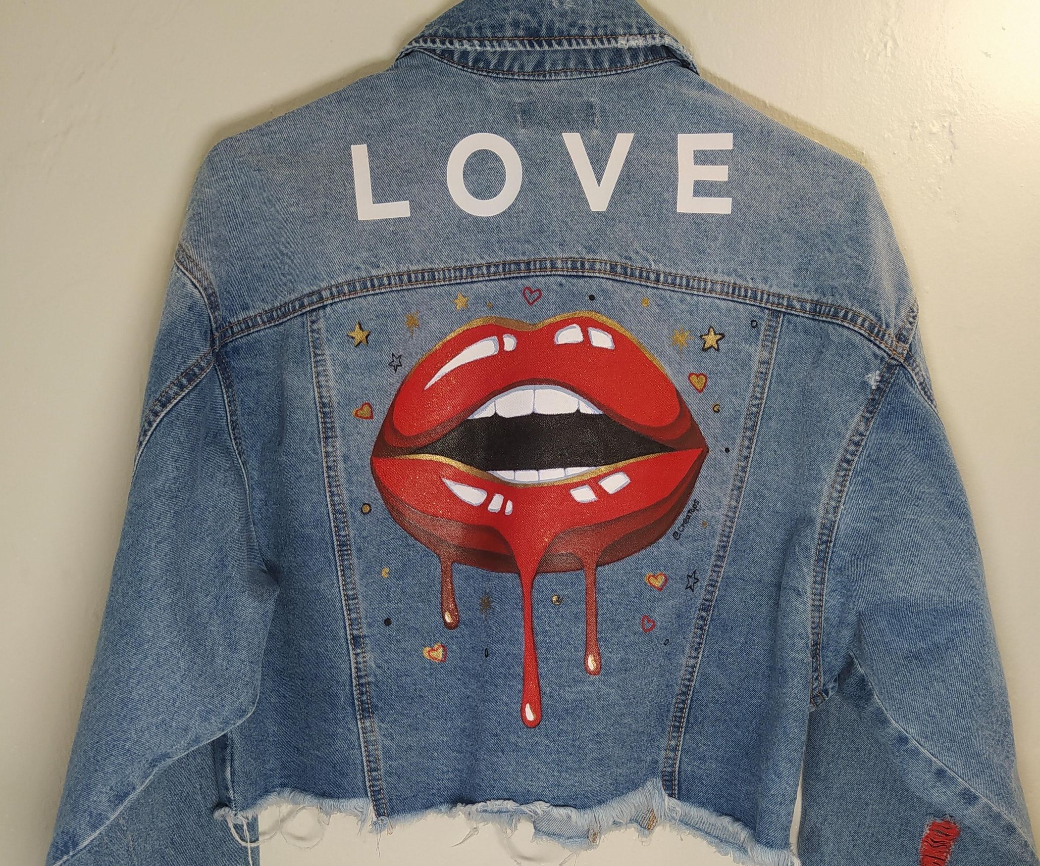Fashion Hand Paint Denim Jacket Drop Lips : 7 Steps (with Pictures ...